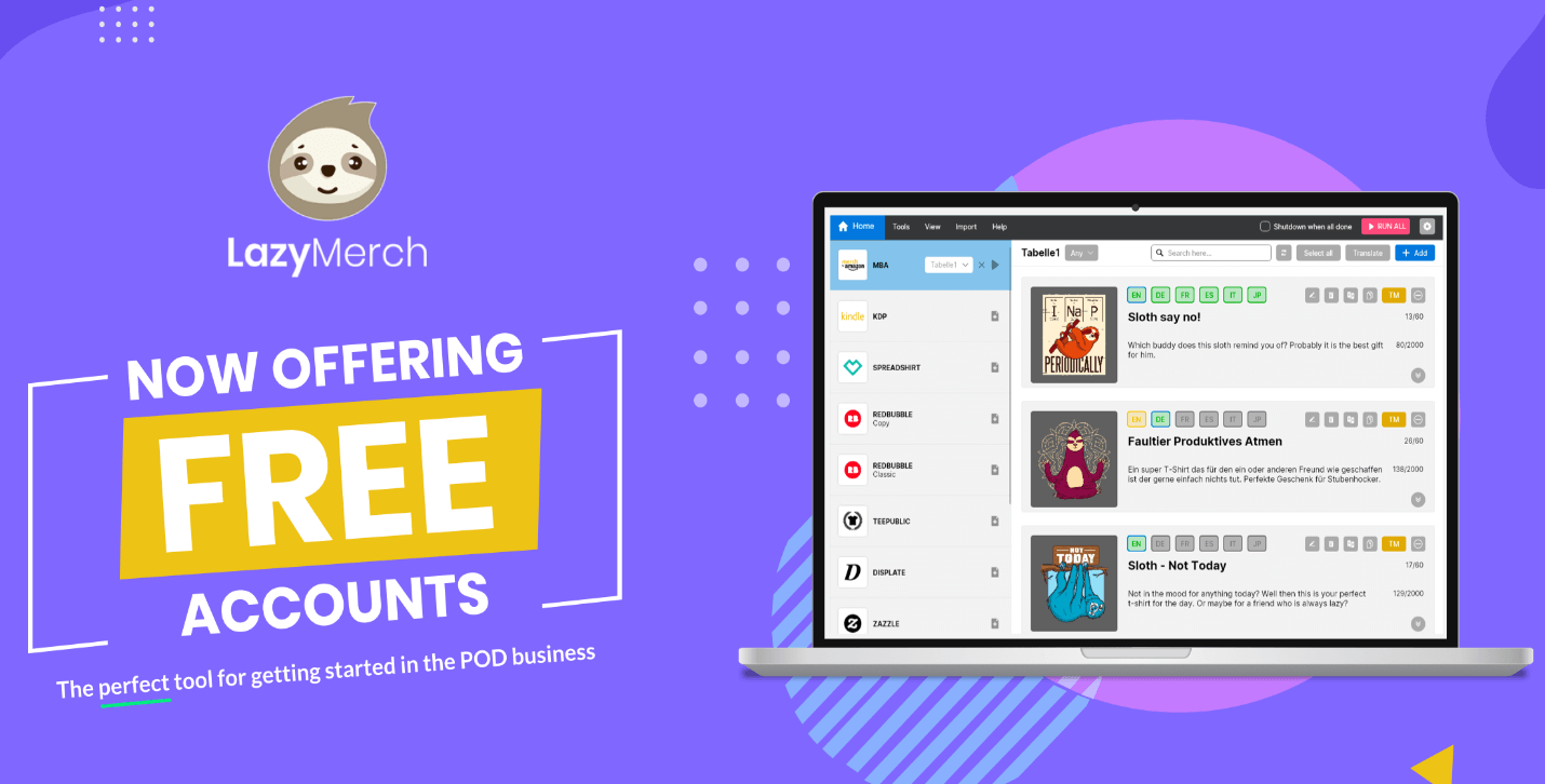 Free Accounts Out Now - LazyMerch - POD Upload Tool